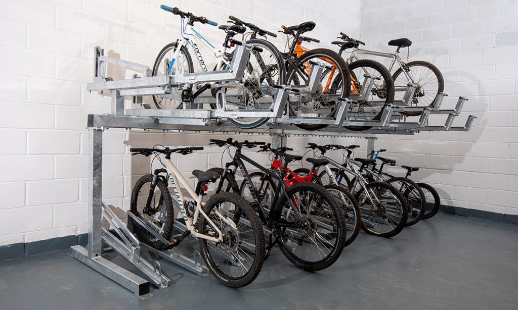 Two Tier Gas Assisted Lift & Lower Bike Racks - Urbanspec